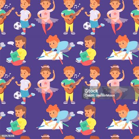 아이 들 노는 홈 게임의 벡터 종류 작은 아이 놀이 여름 야외 활동 레저 어린 시절 활동 완벽 한 패턴 배경 경기 스포츠에 대한