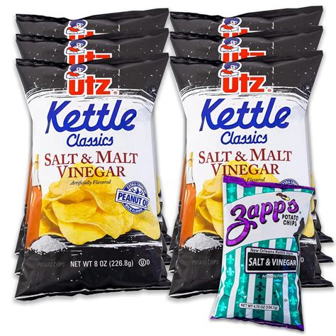 Utz Salt And Malt Vinegar Kettle Classics Potato Chips 6