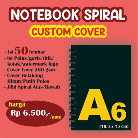 Jual NOTEBOOK SPIRAL NOTES A6 CUSTOM COVER 50 Lembar Shopee Indonesia