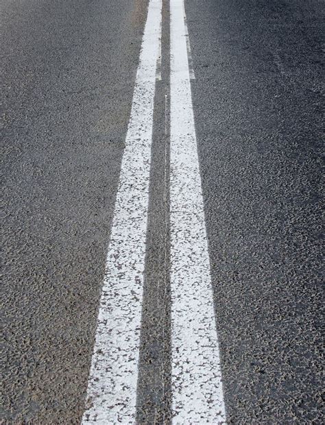 An Empty Road With Single Solid White Line Road Marking Stock Image