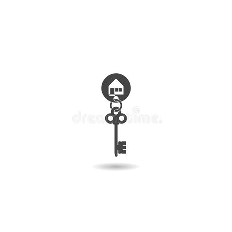 Key Property Estate Home Icon With Shadow Stock Vector Illustration