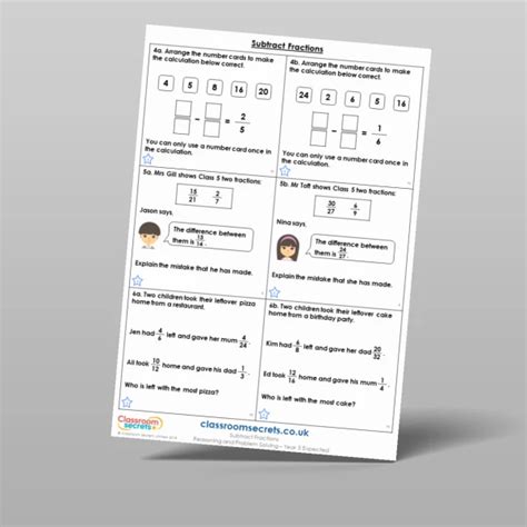 Year 5 Subtract Fractions Reasoning And Problem Solving Resource