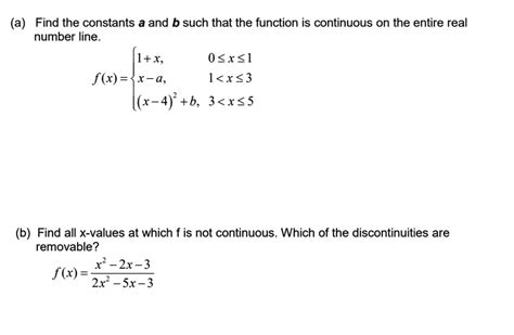 Solved A Find The Constants A And B Such That The Function Is