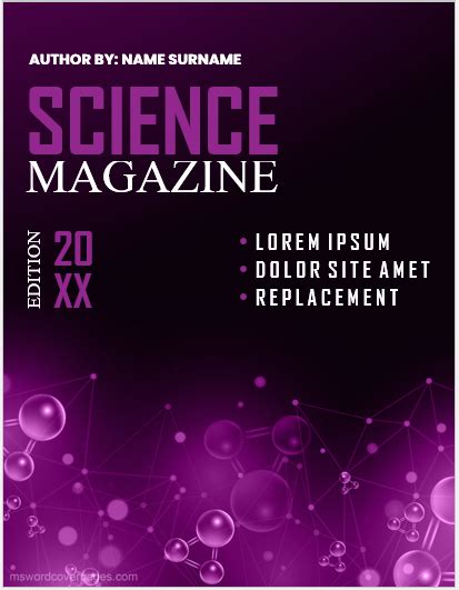 Science Magazine Cover Page Templates Download For Word