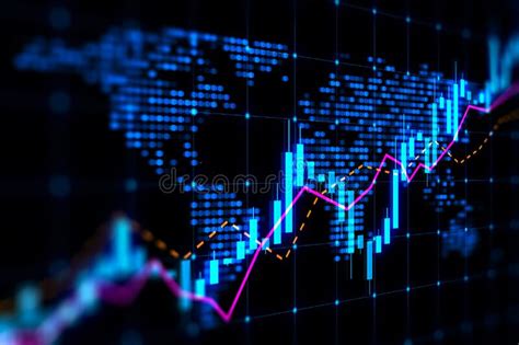 Glowing Candlestick Forex Chart Map Hologram On Background Trade And