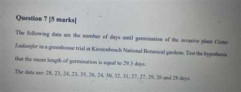 solved question 7 [5 marks] the following data are the