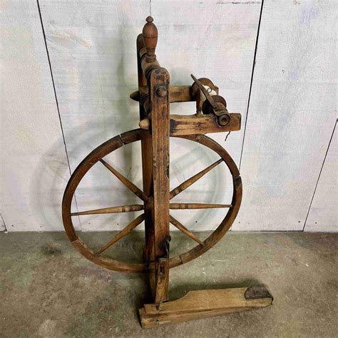 Antique Wooden Spinning Wheel Historic House Salvage
