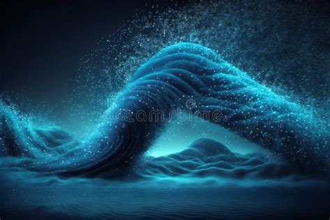 Blue Digital Particles Wave Flow Digital Cyberspace Abstract