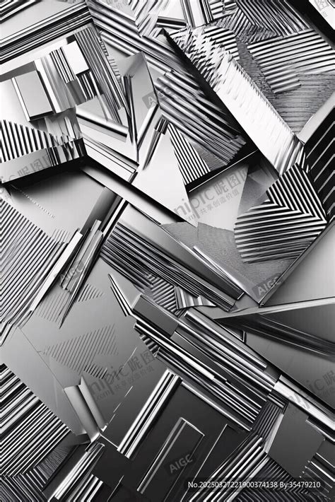 Ai创作图几何 立体 抽象 图案 线条 黑白 结构 形状 空间 交错 纹理 块面 排列 光影 构成 昵图网