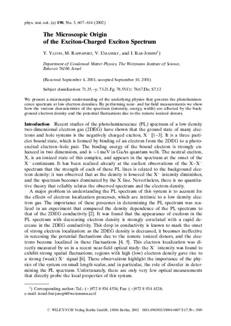 Pdf The Microscopic Origin Of The Exciton Charged Exciton Spectrum