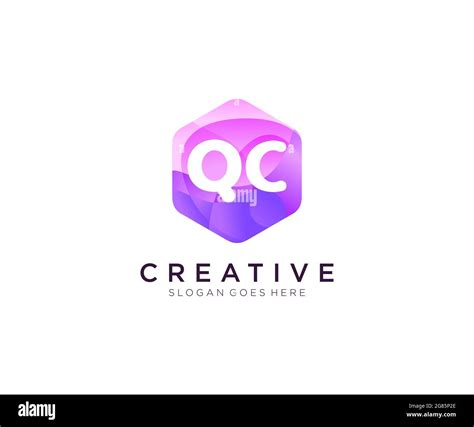 QC Initial Logo With Colorful Hexagon Modern Business Alphabet Logo Template Stock Vector Image