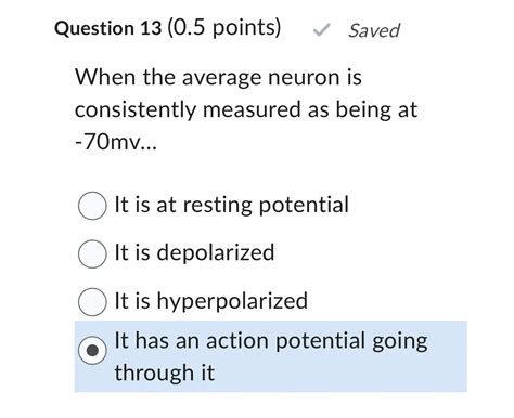 Solved Question 13 0 5 ﻿points Savedwhen The Average Neuron