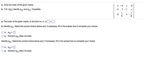 Solved A Give The Order Of The Given Matrix B If Chegg