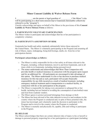 27 General Release Forms For A Minor Free To Edit Download And Print