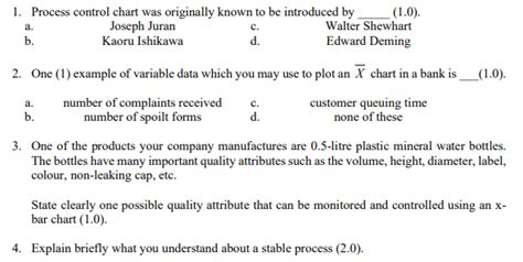 Solved Process control chart was originally known to be | Chegg.com