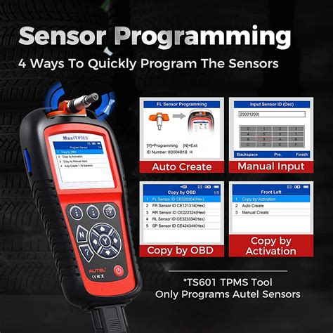 autel maxitpms ts601 obdii tpms sensor programming reset diagnostic