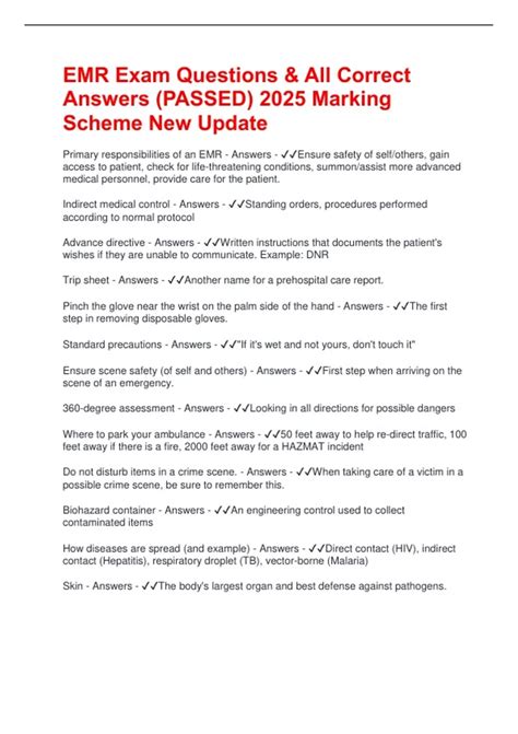 Emr Exam Questions With Complete Solutions 2025 Marking Scheme New Update Emr Stuvia Us