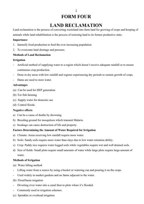 Form 4 Geography Notes