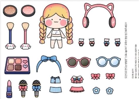 Adorable Paper Doll With Sunglasses And Headbands