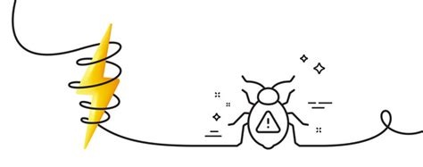 Software Bug Line Icon Cyber Attack Sign Minimal Vector Image