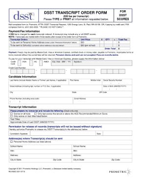Dsst Transcript Request Form Fill And Sign Printable Template Online