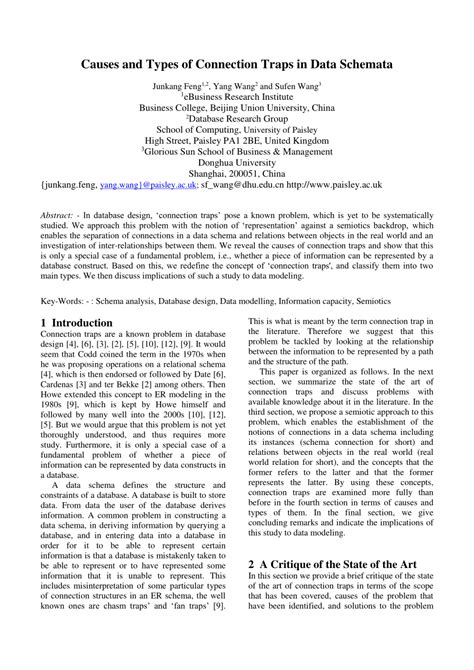 pdf causes and types of connection traps in data schemata