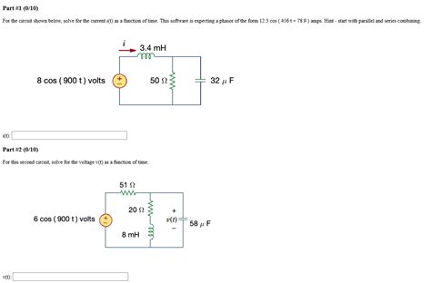 Solved Part 1 0 10 For The Circuit Shown Below Solve For
