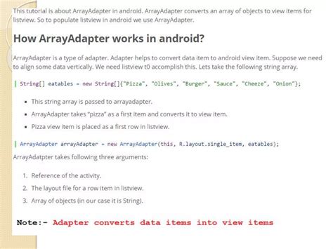 Android Array Adapter Listview Pptx