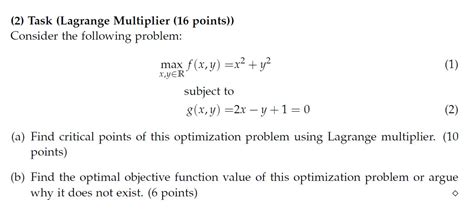 solved 2 task lagrange multiplier 16 points consider the