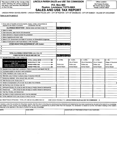 Sales And Use Tax Report Form Printable Pdf Download