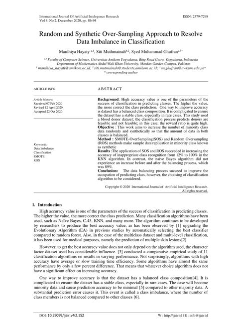 pdf random and synthetic over sampling approach to resolve data
