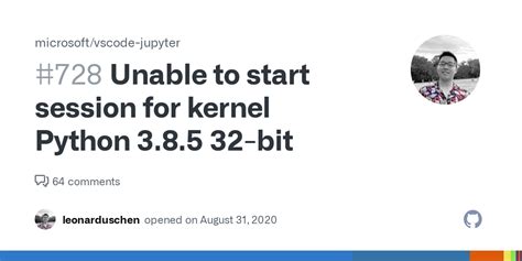 Unable To Start Session For Kernel Python 385 32 Bit · Issue 728 · Microsoftvscode Jupyter