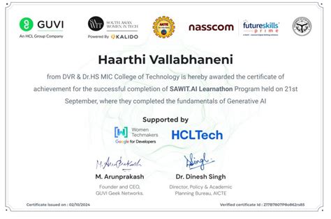 haarthi vallabhaneni on linkedin generativeai ai learning sawit