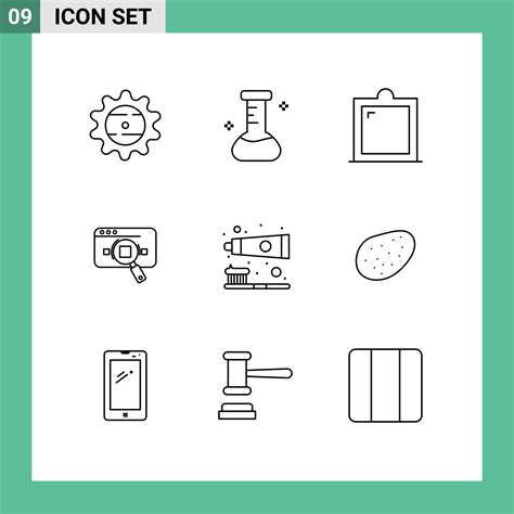 9 Thematic Vector Outlines And Editable Symbols Of Web Information Furniture Data Analytic