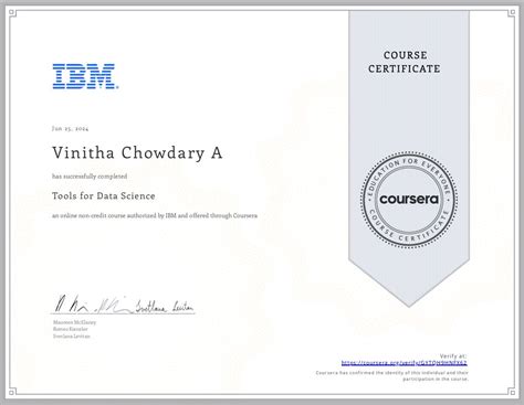 Vinitha Chowdary On Linkedin Datascience Ibm Coursera
