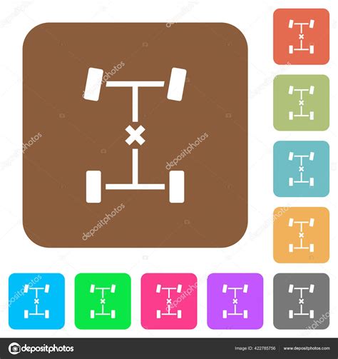 Central Differential Lock Flat Icons Rounded Square Vivid Color