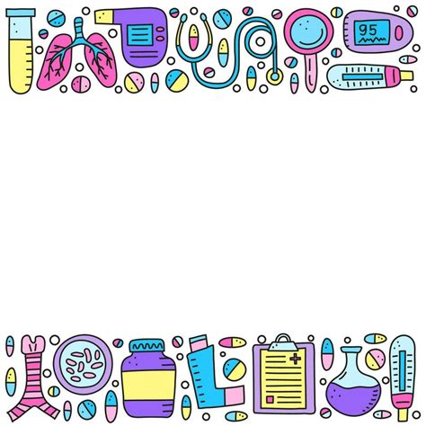 Poster With Doodle Colored Pulmonology Items 25385991 Vector Art At