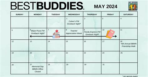 Monthly Events Calendar Best Buddies International