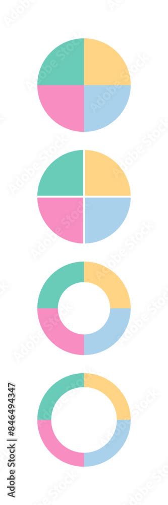 Circular Progress Bar With 4 Slices Circle Loading Template 100 Percent Round Pie Chart