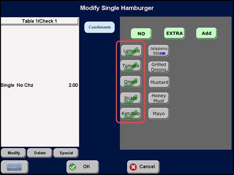 aloha pos using basic included modifiers ncr docs