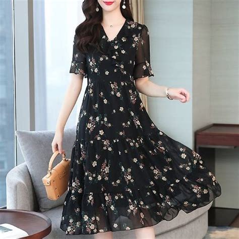 오노마 9801여자꽃무늬프릴반팔원피스 데일리 웨어 데이트룩