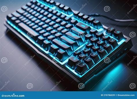 Futuristic Custom Pc Keyboard Concept With Glowing Blue Tones Neural Network Generated Art