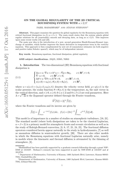 Pdf On The Global Regularity Of The 2d Critical Boussinesq System With Alpha 2 3
