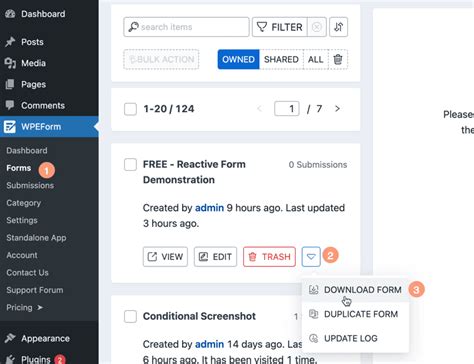 Import And Export Forms Through Wordpress Admin