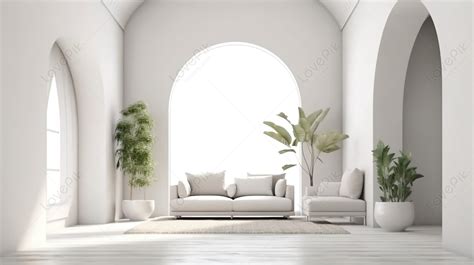 매끄러운 흰색 방과 현대적인 목재 가구를 갖춘 3d 렌더링된 아치형 빈 벽 모형 부엌 바닥 배경 현대적 배경 고급 주방 배경 이미지 Hd 부엌 바닥 현대적 고급