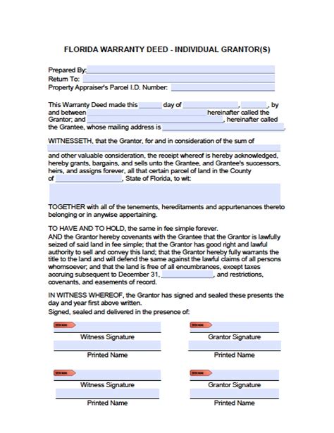 Florida Statutory Warranty Deed Form At Michael Godfrey Blog