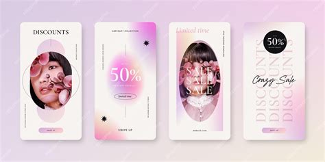 그라디언트 세일 Ig 스토리 컬렉션 무료 벡터