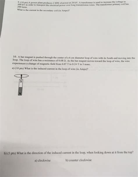 Solved 9 A Power Plant Produces 2 Mw Of Power At