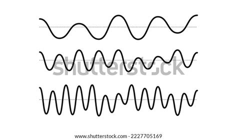 sinusoid signals set black curve sound stock vector royalty free
