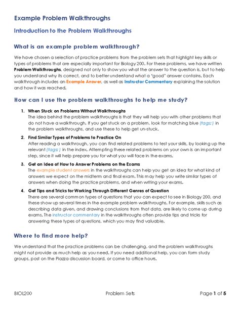 BIOL200 PSet Unit 4 Walkthroughs Example Problem Walkthroughs Introduction To The Problem
